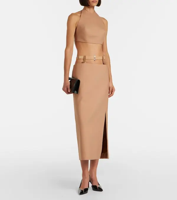 MUGLER Wool-blend Crop Top