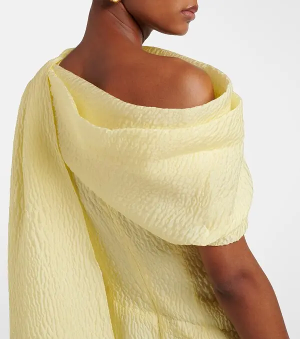 ROKSANDA Maite Caped Cloque Midi Dress - Yellow