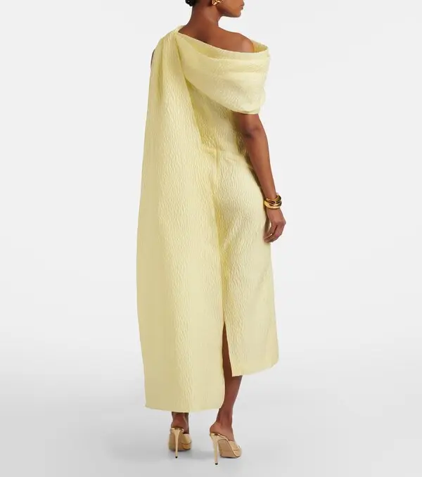 ROKSANDA Maite Caped Cloque Midi Dress - Yellow