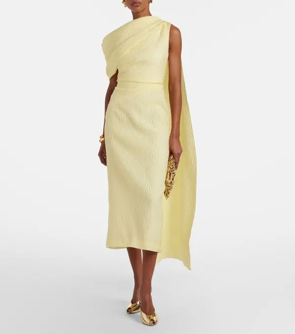 ROKSANDA Maite Caped Cloque Midi Dress - Yellow