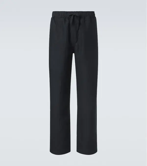 SAMAN AMEL Linen Straight Pants - Blue