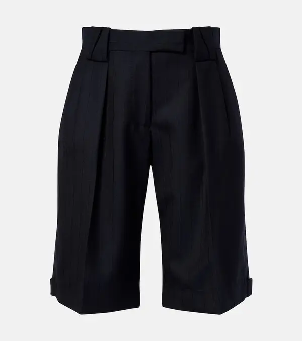 Versace Pinstriped Virgin Wool Bermuda Shorts