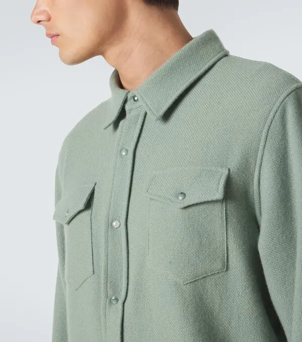GOD'S TRUE CASHMERE Cashmere Shirt With Emeralds - Green
