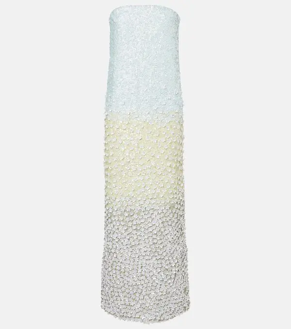 LA FUORI Embellished Silk Bustier Gown