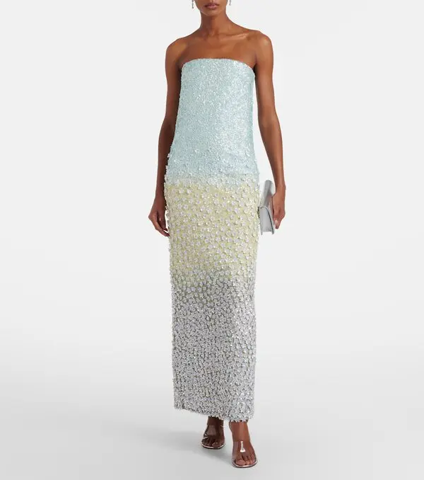 LA FUORI Embellished Silk Bustier Gown