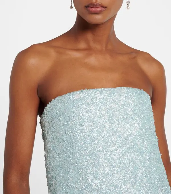 LA FUORI Embellished Silk Bustier Gown