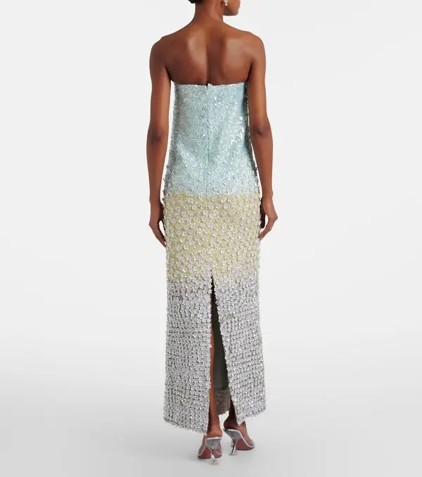 LA FUORI Embellished Silk Bustier Gown