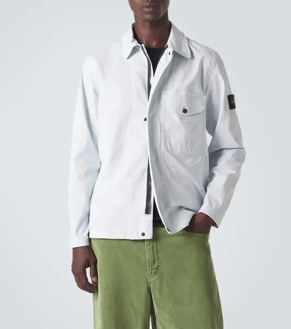 Stone Island Compass Cotton Canvas Overshirt - Blue