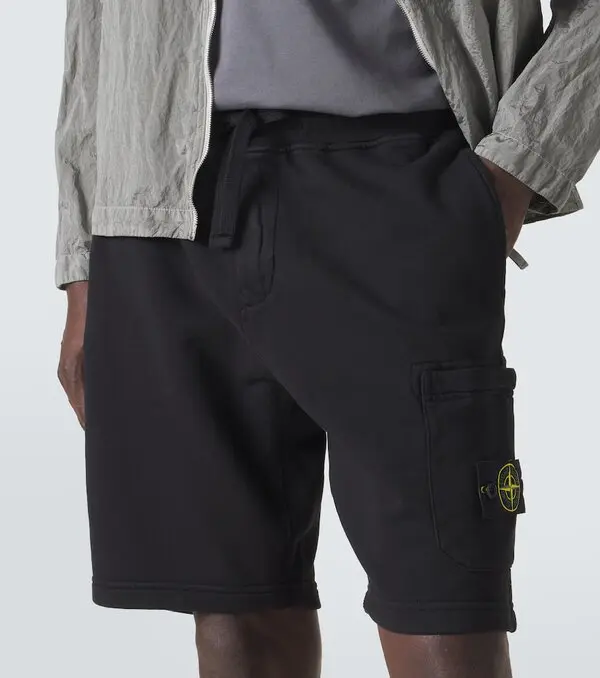 Stone Island Compass Cotton Shorts - Black