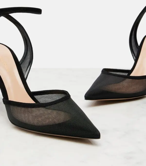 GIANVITO ROSSI Suede-trimmed Slingback Pumps