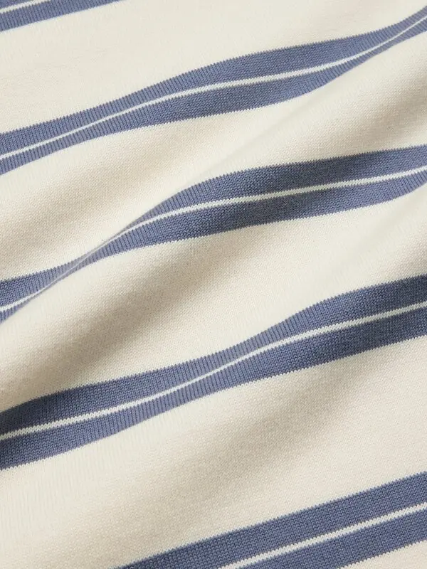 Nn07 Striped Organic Cotton-jersey Crewneck Sweater - Blue