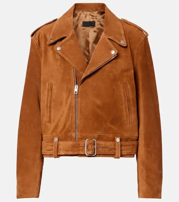 NILI LOTAN Evel Suede Biker Jacket - Brown