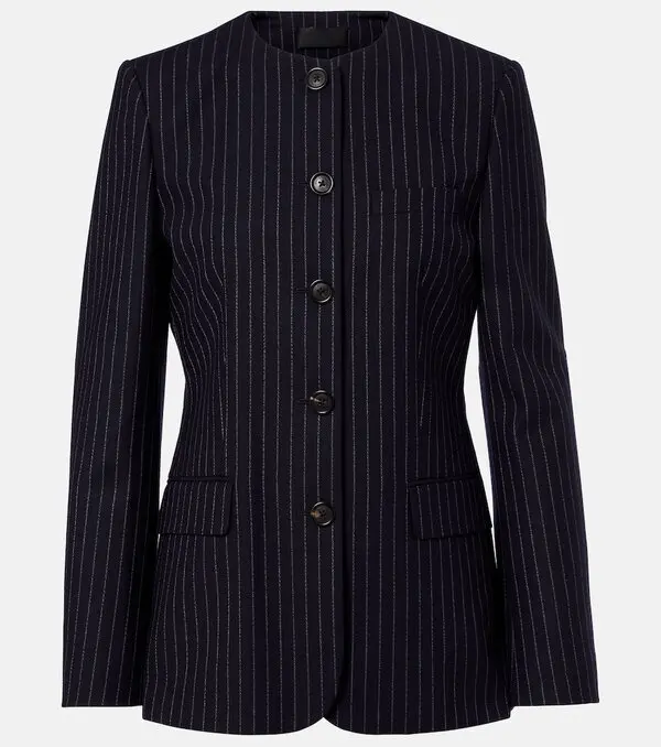 NILI LOTAN Gertrude Pinstripe Virgin Wool Jacket - Blue
