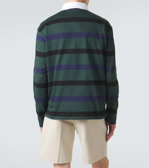 Prada Striped Cotton Polo Shirt - Green