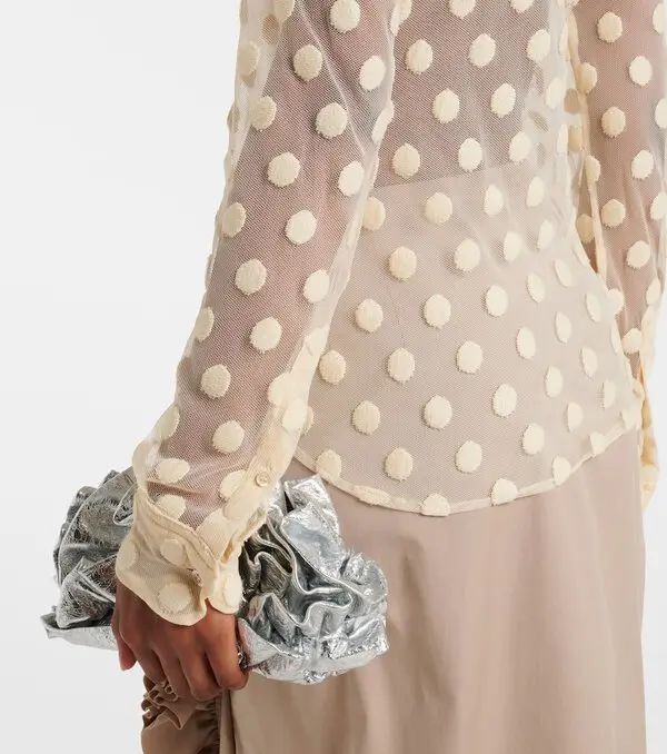 Dries Van Noten Polka-dot Cotton-blend Mesh Shirt - Beige