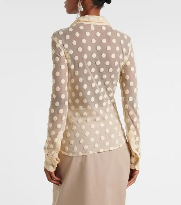 Dries Van Noten Polka-dot Cotton-blend Mesh Shirt - Beige