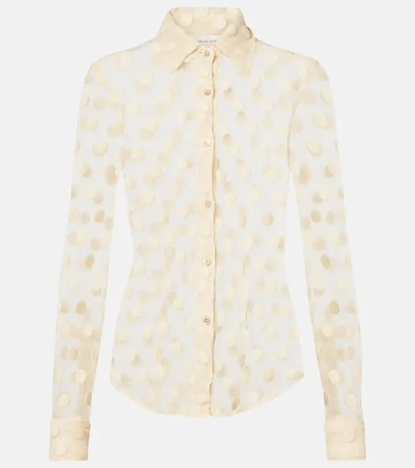 Dries Van Noten Polka-dot Cotton-blend Mesh Shirt - Beige