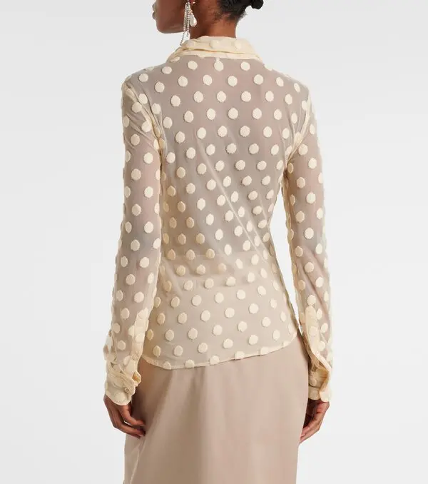 Dries Van Noten Polka-dot Cotton-blend Mesh Shirt - Beige