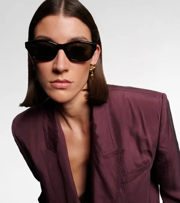 Saint Laurent Monogram Rectangle Sunglasses - Brown