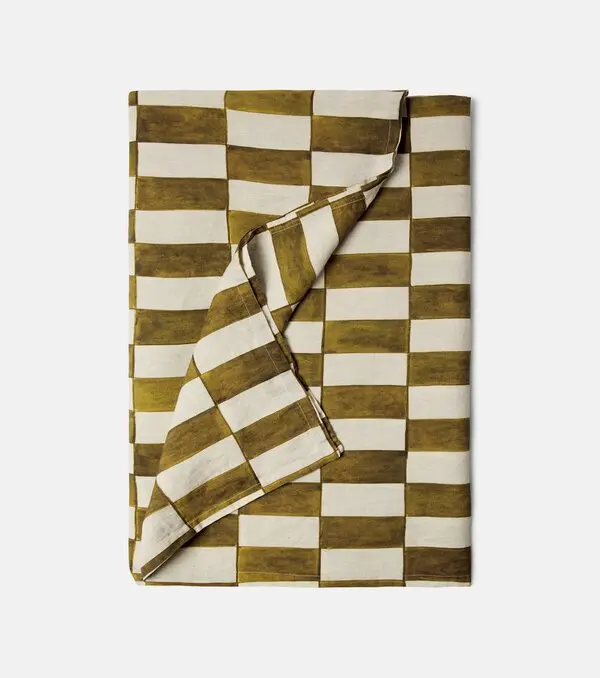 ONCE MILANO Checked Linen Tablecloth - Green