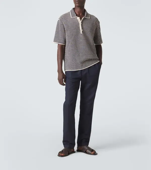 Sunspel Cotton-linen Straight Leg Pants