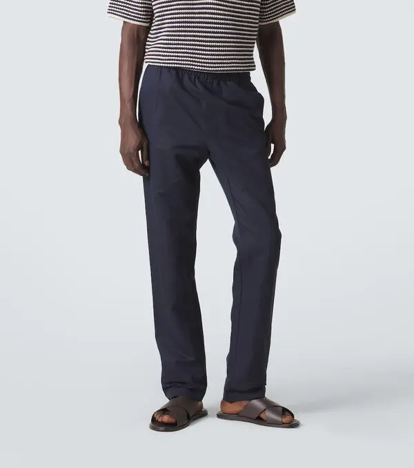 Sunspel Cotton-linen Straight Leg Pants