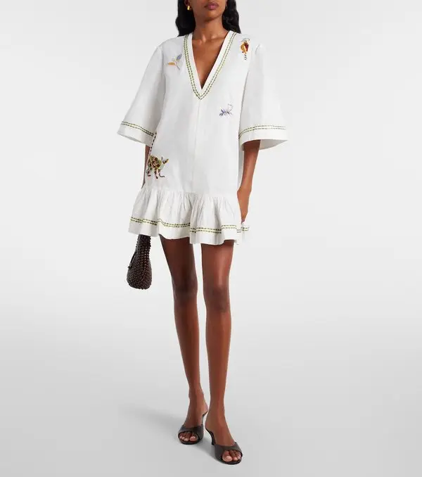 ALEMAIS Alémais Camelia Embroidered Minidress