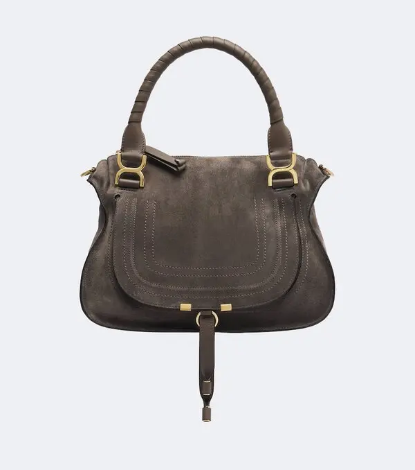 Chloé Marcie Medium Suede Shoulder Bag - Grey