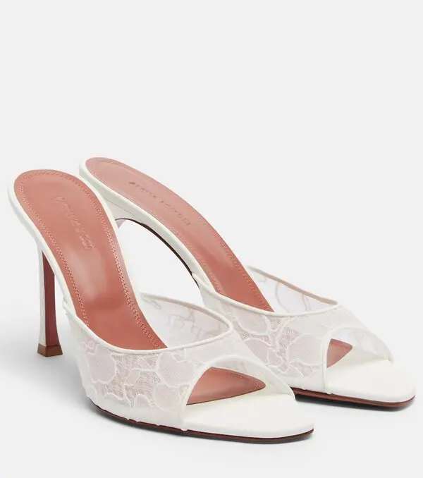 Amina Muaddi Alexa Polka-dot Mules - White