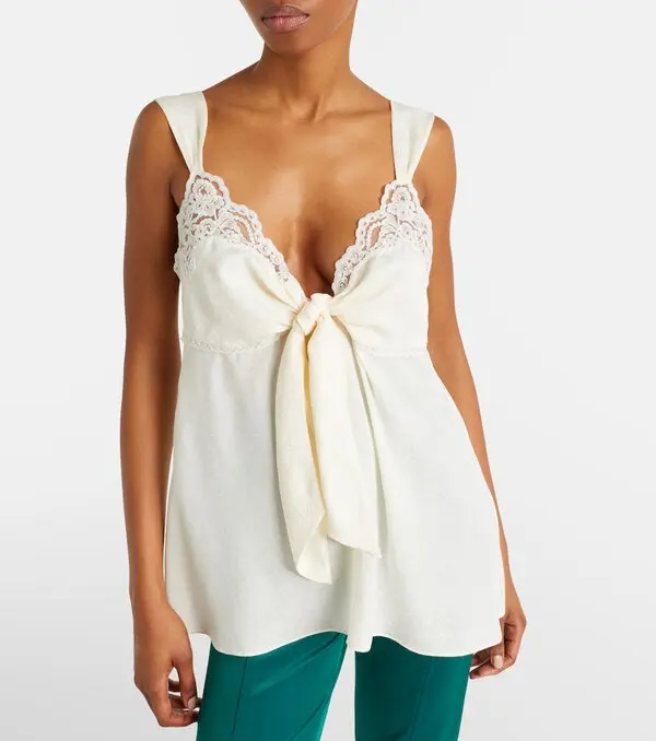 Chloé Lace-trimmed Silk Top