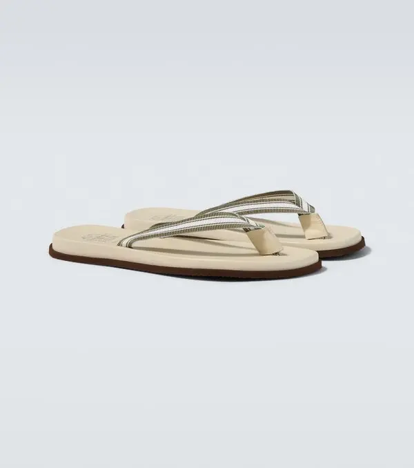 Brunello Cucinelli Leather-trimmed Thong Sandals