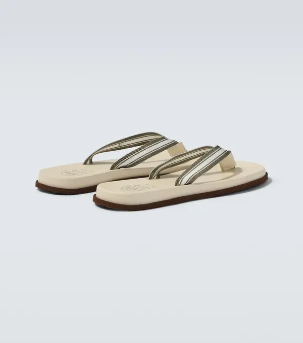Brunello Cucinelli Leather-trimmed Thong Sandals