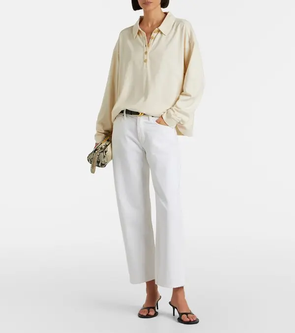 SLVRLAKE Jamie Cropped Barrel-leg Jeans In Panna