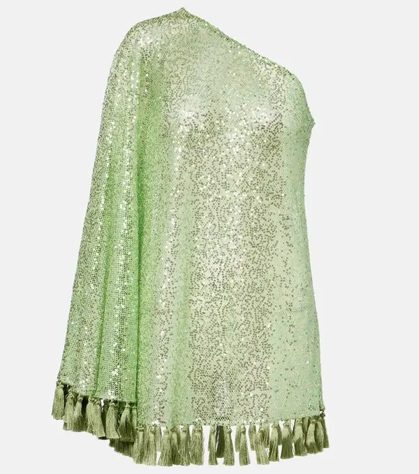 TALLER MARMO Trench One-shoulder Sequined Minidress - Green