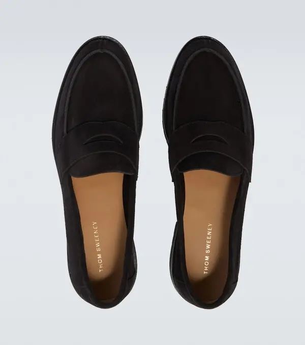 Thom Sweeney Suede Penny Loafers