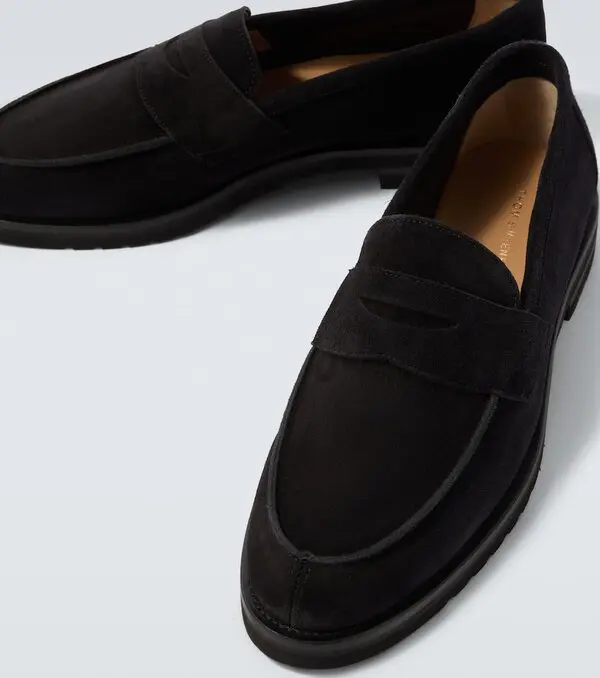 Thom Sweeney Suede Penny Loafers