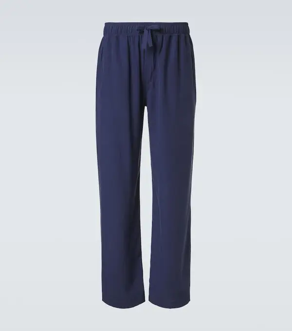 SAMAN AMEL Silk Straight Pants - Blue