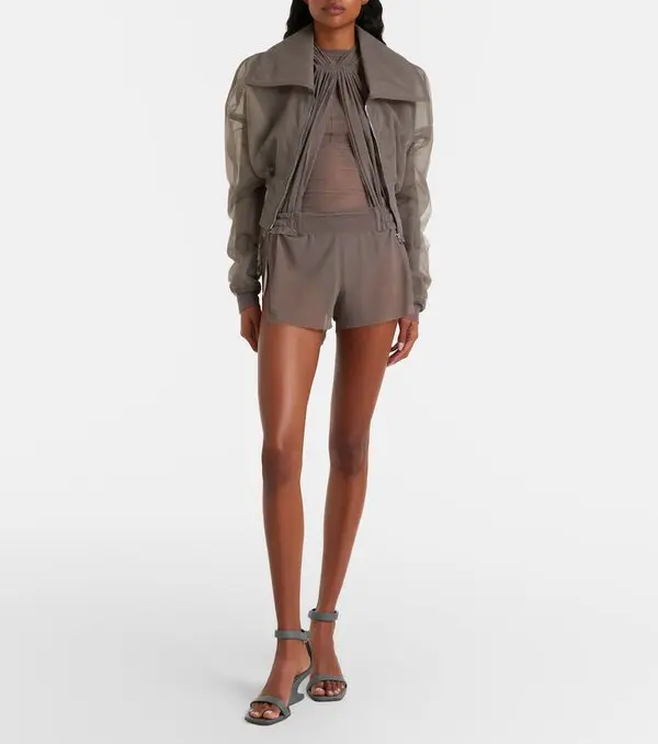 Rick Owens Dracucollar Tulle And Organza Bomber Jacket - Grey