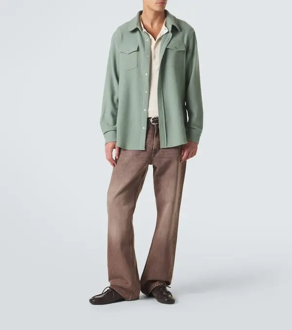 GOD'S TRUE CASHMERE Cashmere Shirt With Emeralds - Green