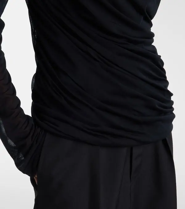 Junya Watanabe Draped Faux Pearl-embellished Cotton Top