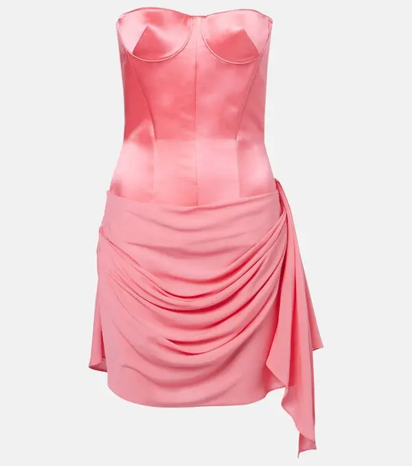 Alex Perry Draped Silk Corset Dress - Pink