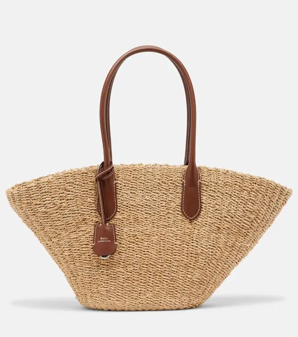 Polo Ralph Lauren Bellport Medium Raffia Basket Bag - Beige