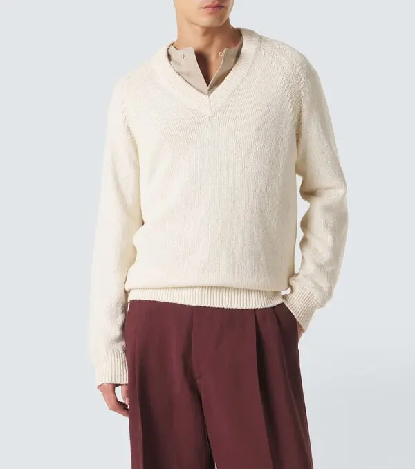 Zegna Cotton V-neck Sweater - White