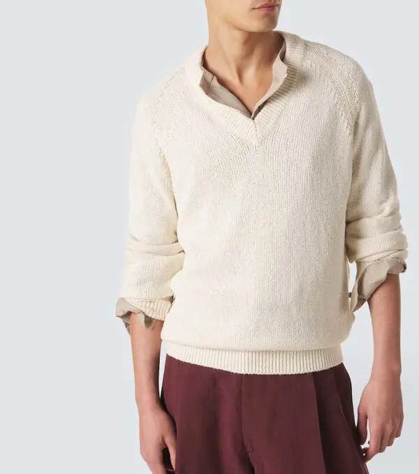 Zegna Cotton V-neck Sweater - White
