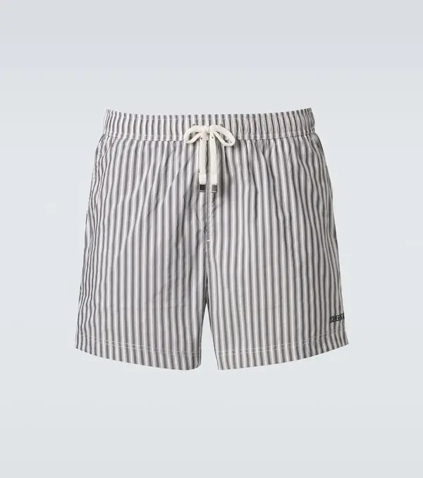 Zegna Striped Swim Trunks - Blue