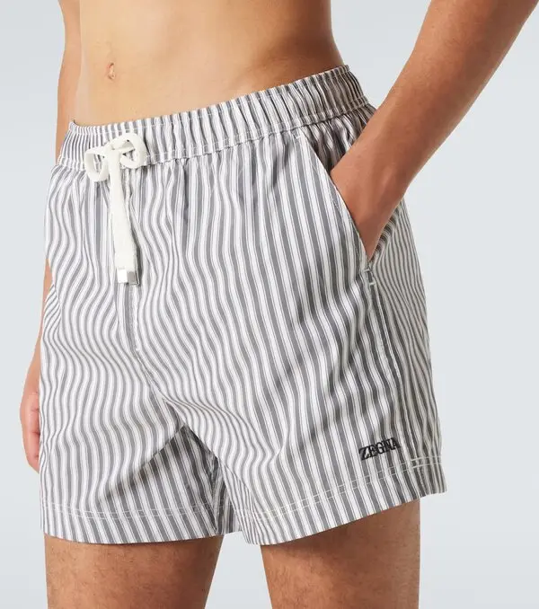 Zegna Striped Swim Trunks - Blue