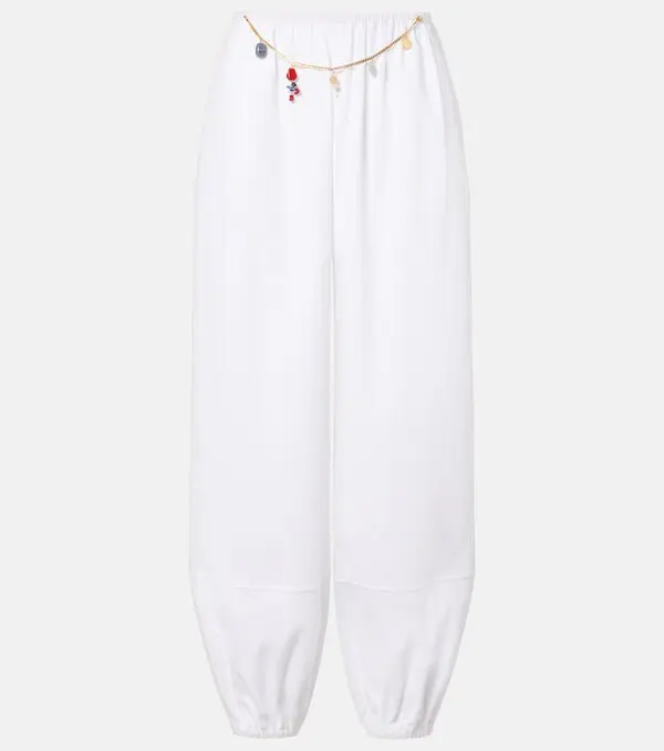 Stella McCartney Embellished Cotton Tapered Pants - White