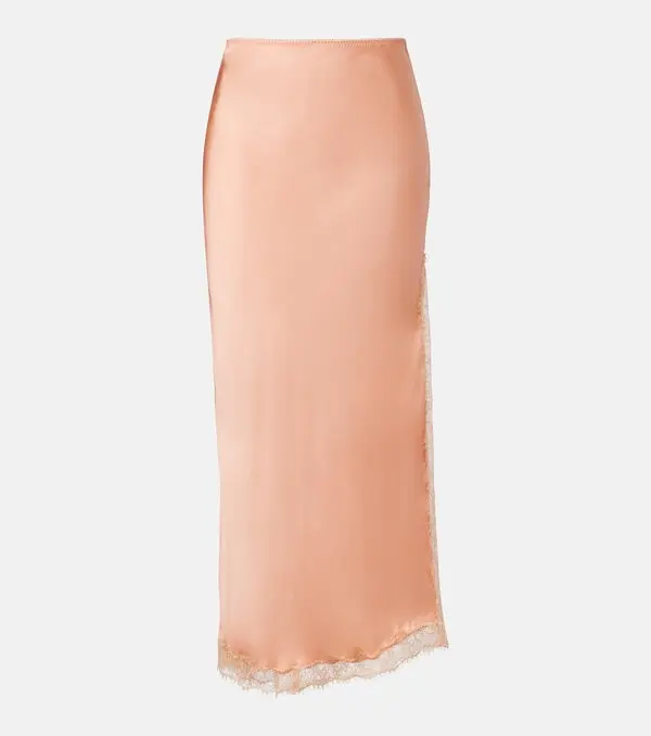 Poupette St Barth Lila Lace-trimmed Satin Skirt - Yellow