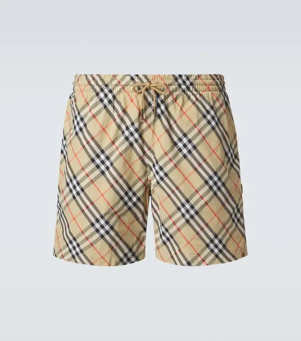 Burberry Check Swim Trunks - Brown