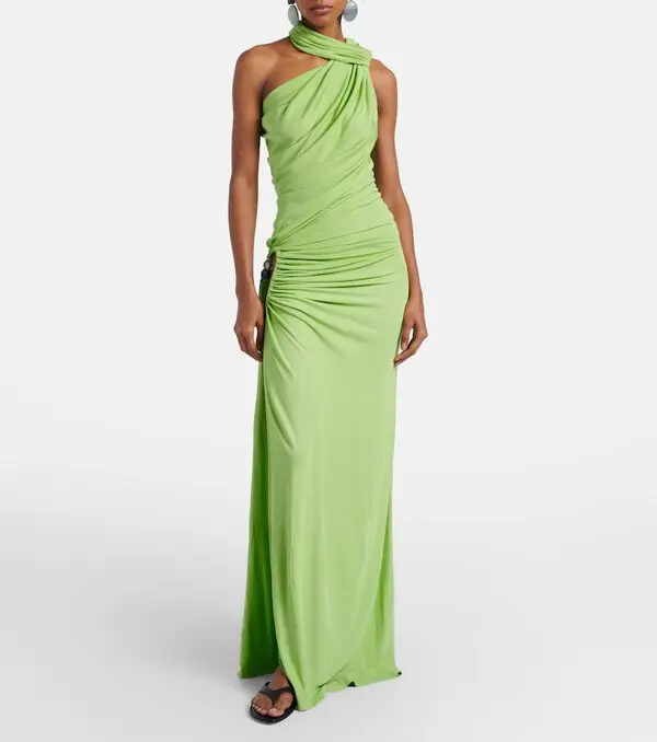 Christopher Esber Cutout Embellished Draped Maxi Dress - Green